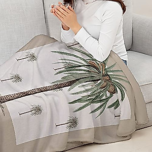 Fleece Throw Blanket for Bed, Summer Palm Tree on Brown Background Blanket Throw Fluffy Blanket Luxury Flannel Blankets and Throws for Couch Picnic Outdoor, Nap(40x50)