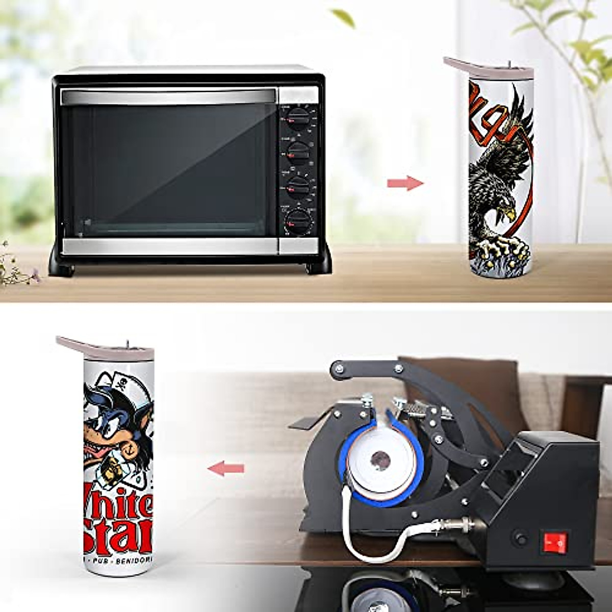 AGH 20oz Sublimation Tumblers with Handle Leak-proof Straight Skinny Tumblers with 2 Lids, Stainless Steel Insulated Vacuum Coffee Tumbler with Lid and Straw, 2 Pack Sublimation Blanks Travel Tumbler