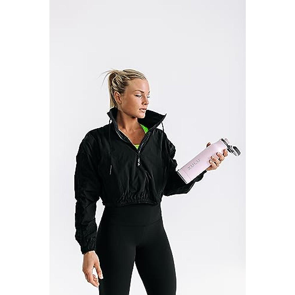 ZULU Ace 24oz Vacuum Insulated Stainless Steel Water Bottle with Chug Spout, Leak-Proof Locking Lid and Removable Base, Metal Reusable Bottle for Sports Gym Travel, Pink Cashmere