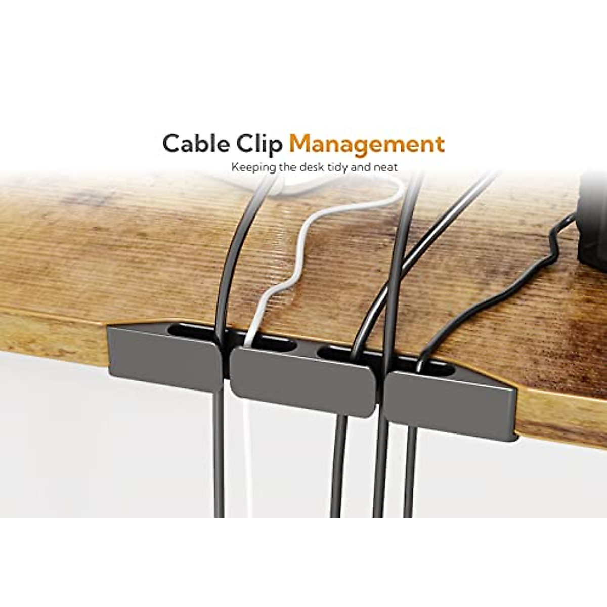 Claiks Triple Motor L Shaped Standing Desk, 63 x 55 inch Corner Stand Up Desk, Adjustable Height Desk with Splice Board, Black Frame/Rustic Brown Top