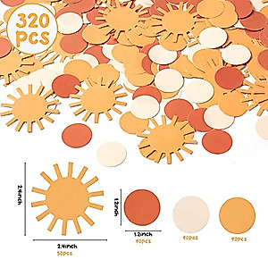 G1ngtar 320Pcs Boho Sun Round Scatter Confetti Dot Hippie Muted Sun Confetti Table Decor First Trip Around the Sun You Are My Sunshine Party Decoration for Baby Shower Gender Reveal Wedding