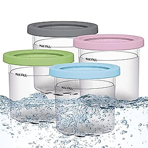 4 Packs Ice Cream Containers compatible for Ninja Creami Ice Cream Makers NC301, NC300, NC299AMZ, CN305A, CN301CO Series, Creami Pint Containers, Reusable Ice Cream Tubs with Lids, Dishwasher Safe