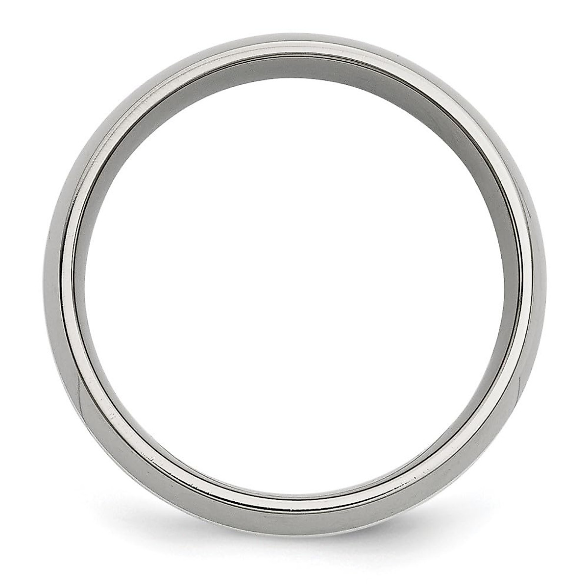 Diamond2Deal Stainless Steel and Sterling Silver Inlay 8mm Polished Band Ring Size 7