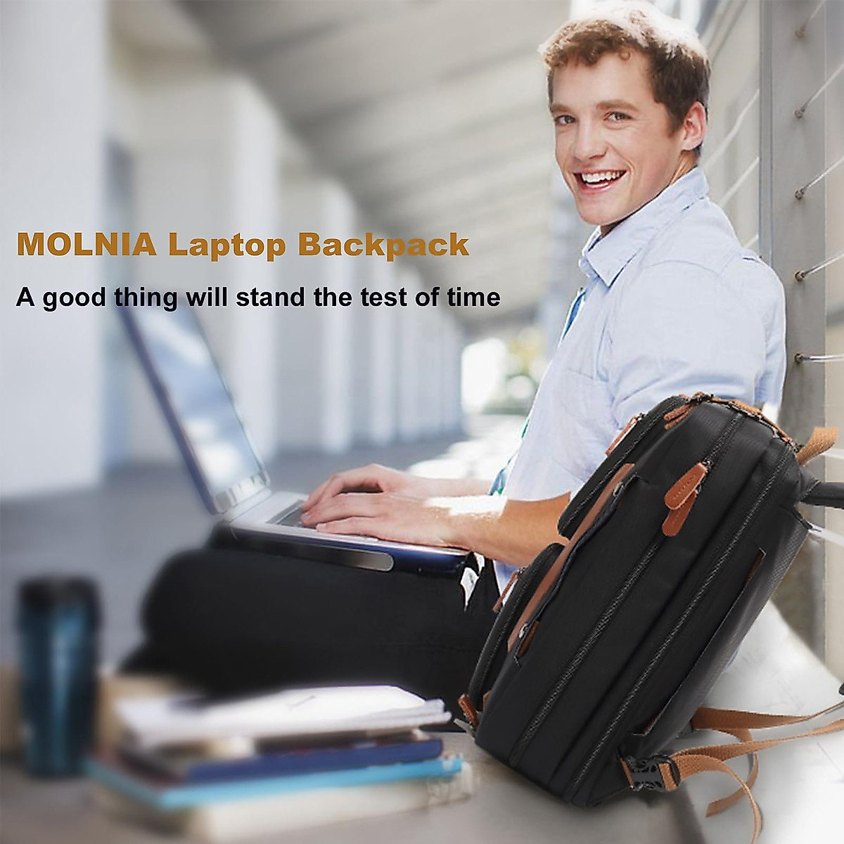 MOLNIA 3 in 1 Laptop Backpack, 17.3 inch Computer Bags for Men, Laptop Backpack for Men, for Travel Bussiness School Men Women, Black