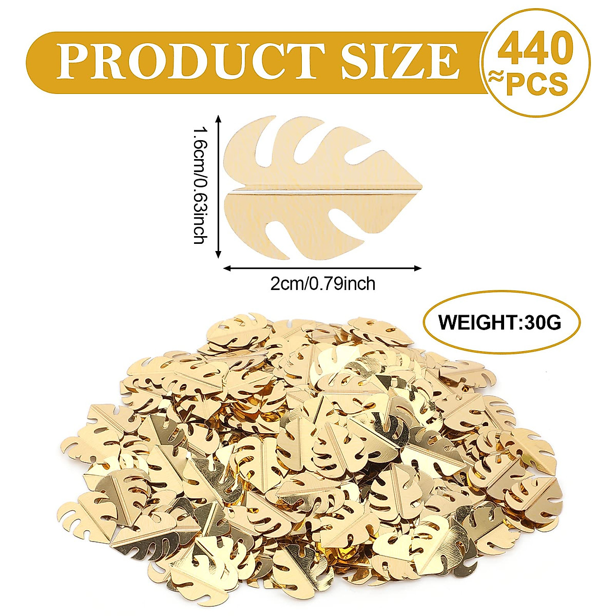 Palm Leave Gold Confetti for Table Decoration, Gold Foil Leaves Hawaiian Party Table Decor, Aloha Party Anniversary Bridal Shower Luau Party Wedding Birthday Cake Decor, 30g