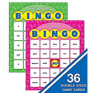 Carson Dellosa Sight Words Bingo Games—Learning Tools for Kindergarten and First Grade Reading Skills, Double-Sided Language, Vocabulary Building Game Cards