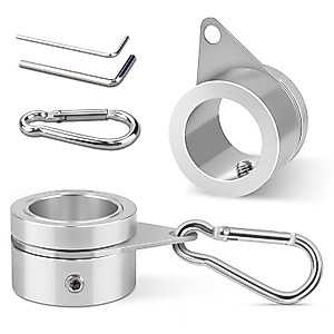 BonyTek 2 Pack Aluminum Alloy Flag Pole Rings, 360 Degree Rotating Flagpole Flag Mounting Rings Spinning Flag Pole Kit with Carabiner for 0.75-1.00 Inch Diameter Flagpole (Φ 1 inch, Silver)