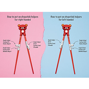 Kids chopsticks for kids children beginner adults toddler training chopsticks with reusable helper (Bears 5-Pack)