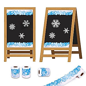 GLKTOPO 68 Ft Winter Bulletin Board Border Christmas Decoration Borders Sticker Snowflake Snowman Wave Trim Border Self-Adhesive Blackboard Photo Wall Stickers for School Classroom Party (C-style)