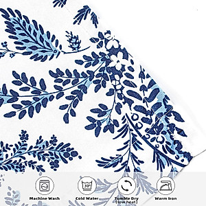 DriftAway Isla Paisley Floral Pattern Blackout Thermal Insulated Window Curtain Valance Rod Pocket 52 Inch by 18 Inch Plus 2 Inch Header Navy