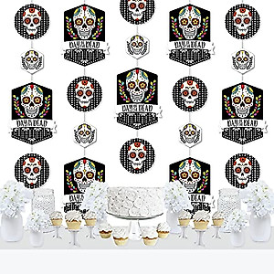 Big Dot of Happiness Day of the Dead - Halloween Sugar Skull Party DIY Dangler Backdrop - Hanging Vertical Decorations - 30 Pieces