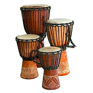 Djembe Beginner carved, 16" tall, 7.5-8.5" head