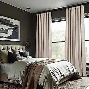 HPD Half Price Drapes BOCH-LN185-P Faux Linen Room Darkening Curtains for Bedroom (1 Panel), 50 X 96, Birch