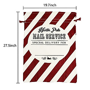 LessMo Christmas Santa Sack, Large Christmas Canvas Gift Bag with Drawstring, [Place to Write Wishes] Reusable Personalized Best Gift, for Xmas Package Storage, Christmas Party Supplies Favors