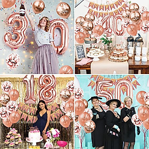 50th Birthday Decorations for Women, Rose Gold Party Supplies Balloon Garland Arch Kit with Happy Birthday Banner Tassels Confetti Balloon Number 50 Birthday Wedding Anniversary for Her