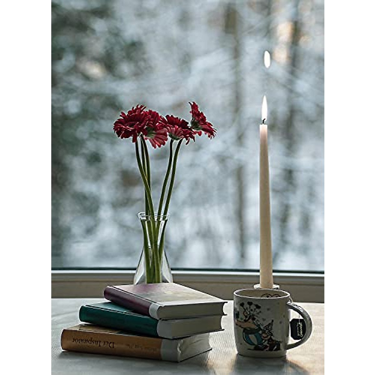 Hyoola 16" Beeswax Taper Candles - 16 Hour Burn Time - White Beeswax Candles - 4 Pack