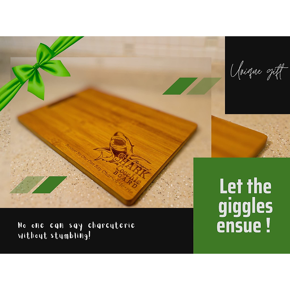 Greenrex Charcuterie Boards, Cheese Board, Shark Coochie Board, White Elephant Gifts, Cutting Boards for Meat, Serving Board (13,75"/ 9,75"/ 0.63") One Size