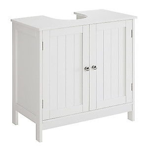 Iwell Pedestal Sink Storage Cabinet with 2 Doors and Shelf, Under Sink Cabinet, Bathroom Sink Cabinet with U-Shape, White
