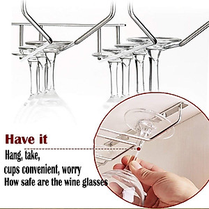 Greatstar Wine Glass Rack, Under Cabinet Wine Rack Glass Holder Stainless Steel Chrome Finish - Hanging Stemware Holder for Bar Kitchen (21inch)