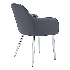 Monarch Specialties 1192, Set of 2, Side, Upholstered, Kitchen, Room, Pu Leather Look, Metal, Contemporary, Modern Dining Chair, 17.50" L x 23.5" W x 33" H, Grey | Chrome Legs