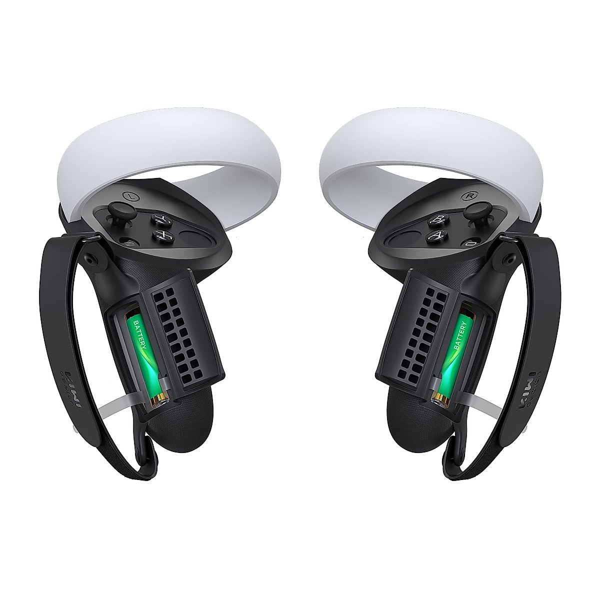 KIWI design Elite Strap with Battery and Controller Grips with Battery Opening Compatible with Quest 2