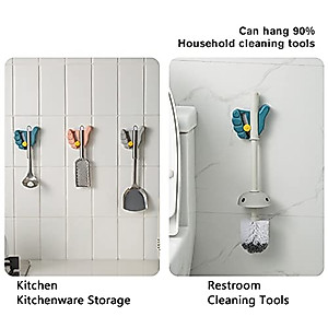 HZIYOU Broom Holder, Mop Clips, Sturdy Broom Holder Wall Mount, Super Anti-Slip Utility Hooks for Home, Bathroom, Kitchen, Garden, Garage (3 Pcs)