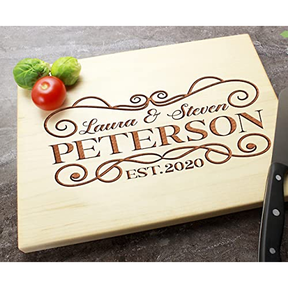Personalized Mr and Mrs Cutting Board Wedding Gift for Couple Custom Engraved Cutting Board