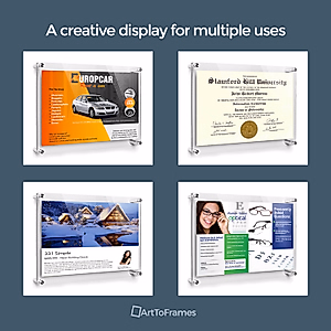 ArtToFrames Floating Acrylic Frame for Pictures Up to 16x20 inches (Full Frame is 20x24) with Chrome Standoff Wall Mount Hardware, Acrylic-109-16x20-69