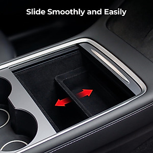 Foxpark [OEM-Look] Tesla Model Y I 3 Console Organizer Tray, Center Console Organizer, Tesla Model 3 Y Accessories 2019-2024 with Smooth Slide Technology