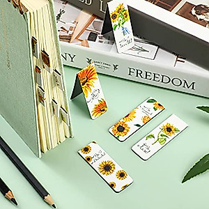 12 Pieces Sunflower Magnetic Bookmarks Inspirational Magnetic Bookmarks Magnet Page Markers Positive Magnetic Book Marker for Students Teachers School Home Office Supplies, 12 Styles