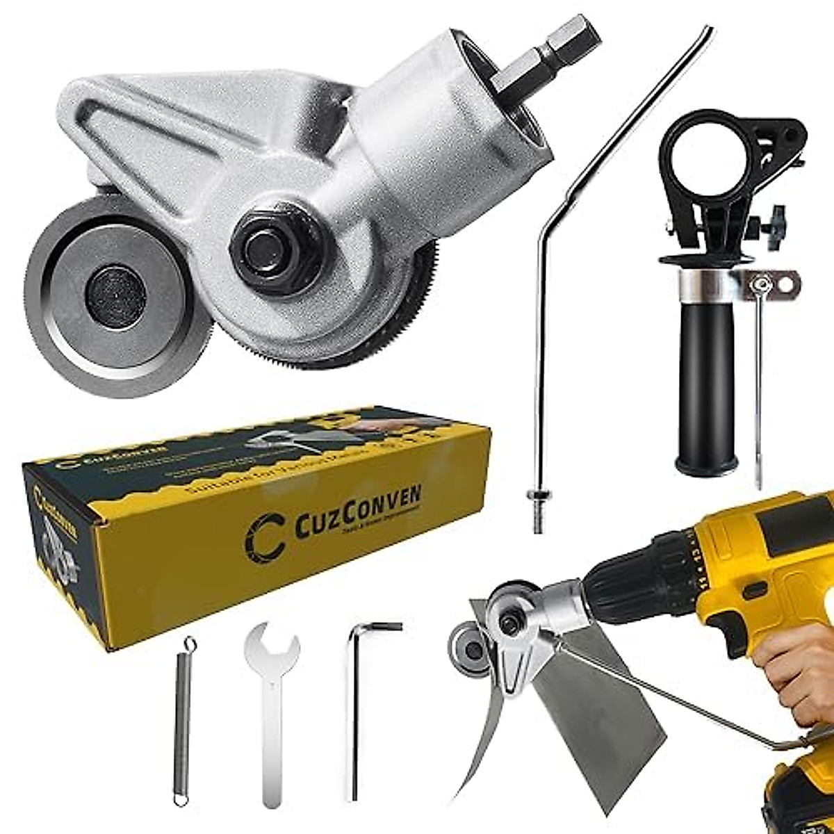 CuzConven Sheet Metal Cutter Drill Attachment,Drill Cut Pro Metal Cutting Adapter,Electric drill plate cutter for Cutting Flat Metal Sheet Of About 0.04 Inches or Less.