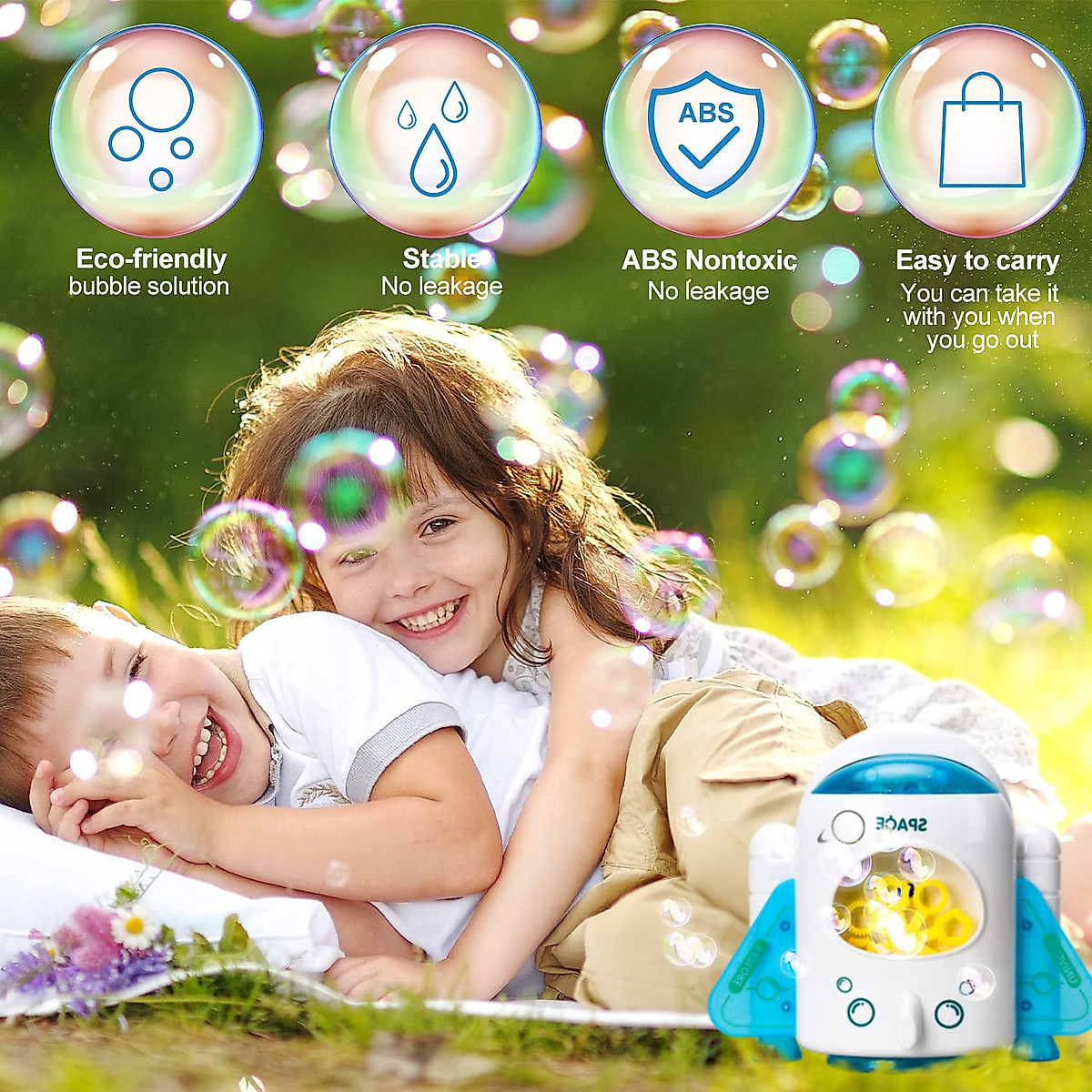 TOY Life Bubble Machine for Kids Toddlers, Automatic Battery Operated Bubble Machine for Parties, Bubble Maker Bubble Blower for Kid Birthday, Easter, Wedding, Indoor Outdoor Bubble Toy for Girls Boys