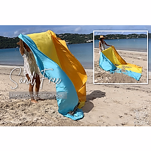 BINDLE Eco-Beach Blanket 84"x80" Large, Recycled Lightweight Material, Sand Free Water Resistant Sandproof, Oversized Portable Picnic Mat for Outdoors Camping Travel, Beach Vibes