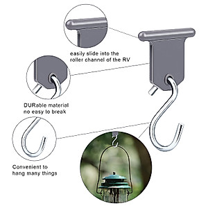 AIEX 16 Pairs RV Awning Light Holder, Plastic and Metal Camper Awning Hooks S-Shaped RV Party Light Hangers for Outdoor Camping Tent Home Party Light Hangers (Grey)