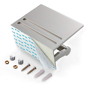 Smarthome Toilet Paper Holder with Shelf, Aluminum Tissue Roll Mobile Phone Storage Shelf for Modern Bathroom, 3M Self Adhesive No Drilling or Wall-Mounted Screws, Brushed Nickel