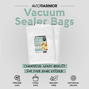 Avid Armor Vacuum Sealer Bags 100 Gallon 11"x16" for Food Saver, Seal a Meal Vac Sealers BPA Free, Heavy Duty Commercial Grade, Mea Prep and Sous Vide Vaccume Safe, Universal Design Pre-Cut Bag
