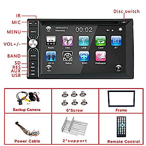 EZoneTronics Backup Camera Included + Double Din Car Stereo DVD/CD/AM/FM Player Radio Bluetooth Capacitive Touch Screen Support USB SD 1080P Multi Language Remote Control