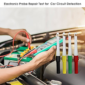 BOCEUC Piercing Clip Test Probe, 0.7mm Test Probe Pins, Non-Destructive Insulation Wire Piercing Needle, Piercing Probes Set for Banana Socket Plug Car Tester (4 Pcs)