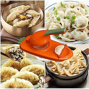 2-in-1 Dumpling Maker, Dumpling Skin Artifact DIY Dumpling Tool, Manual Dumpling Press Molds Set【Upgrade Version】, Mould Baking Pastry Making Dumplings In Seconds (Orange)