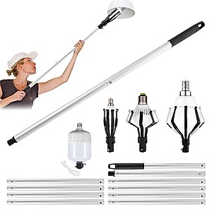 Trasylph 13FT Light Bulb Pole Changer for High Ceilings, Light Bulb Extension Pole Changer with Basket and Suction Cup, Light Bulb Removal Tool for Household Hanging Lights