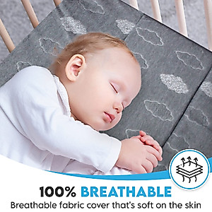 Sleepah Square 36x36 Mattress Pad (Trifold) Waterproof Memory Foam Portable Mattress Topper w Removable Cover Compatible with Joovy Room 2 Delta Children Century Thick Dual Sided