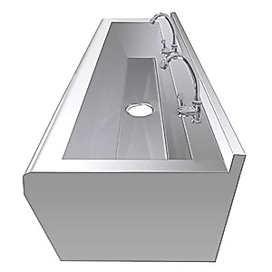 GagalU Wall Mount Utility Sink Commercial Hand Washing Basin, Stainless Steel Prep/Bar Sinks with 2 Faucet, Heavy Duty Large Kitchen Sink Laundry Station Mop Sink, for Restaurant/School/Hospital