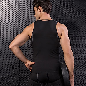3 Pack Compression Tank Top for Men Bodybuilding Gym Athletic Tight Undershirts Workout Tops Black/Black/Black