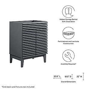 Modway Render Modern Style Wood Bathroom Vanity Cabinet in Gray