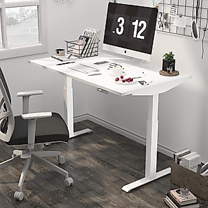 ALFA BUSINESS 55" x 28" Universal Table Top, Solid One Piece Wooden Desktop, Tabletop for Standard & Sit to Stand Desk Frame, Counter Top for Home or Office, White