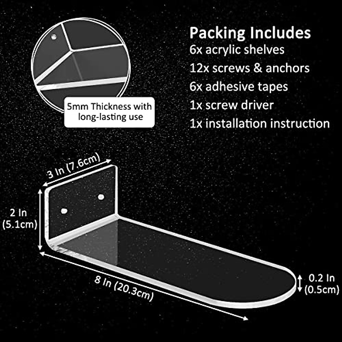 JEHUPA Floating Shoe Rack Display Racks - Set of 6 Clear Display Wall Mounted Shoe Racks, Acrylic Hanging Shoe Display Stands for Displaying Sneakers