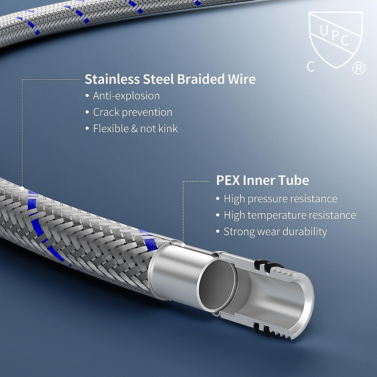 Kroias 8 Inch Widespread Matte Black Bathroom Faucet Waterfall Bathroom Sink Faucet, 2 Handle Bathroom Faucet for Sink 3 Hole Vanity Sink Faucets with Pop-up Drain & cUPC Supply Lines