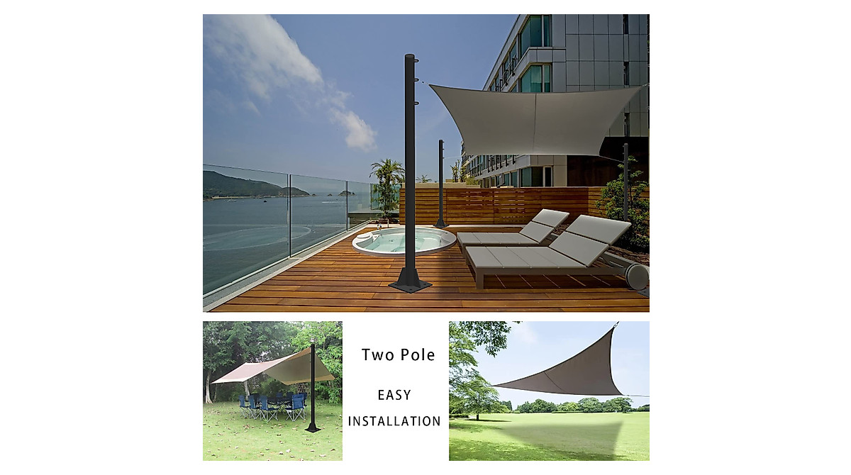 Heavy Duty Shade Sail Pole Kit - 9Ft Steel Support