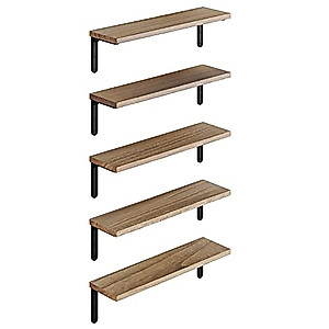 brightmaison BGT Forli Floating Shelves for Wall Decor, Bookshelf for Living Room Decor, Kitchen Organization, Bedroom Decor, Wall Shelf 17" Set of 5 Burnt Finish
