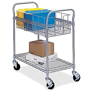 Safco Products 5235GR Wire Mail Cart Holds 75 Legal Folders, Sold Separately, Gray